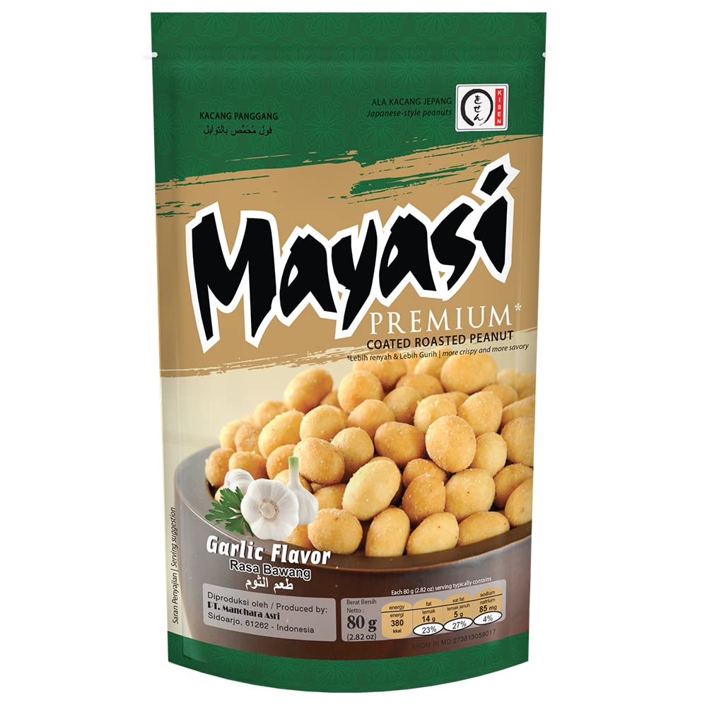 Mayasi Roasted Coated Garlic Peanut 80g – Victoria Grocery